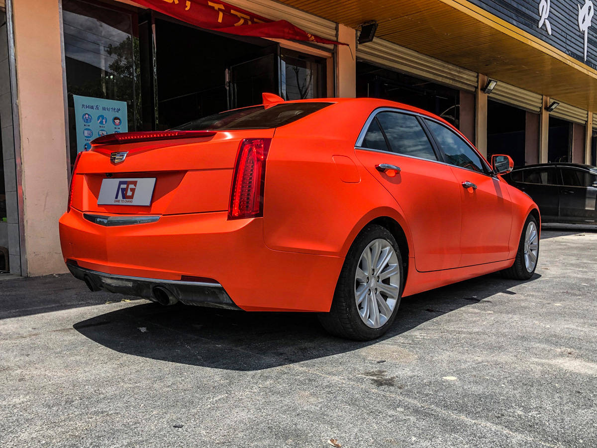 凯迪拉克ATSL车身改色电光橘红 RG瑞集改色膜湖南岳阳_搜狐汽车_搜狐网