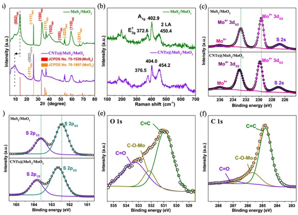 苏大高立军课题组: CNTs@MoS2/MoO2复合材料的同轴共生制备及其协同储锂机制_CNTs@MoO