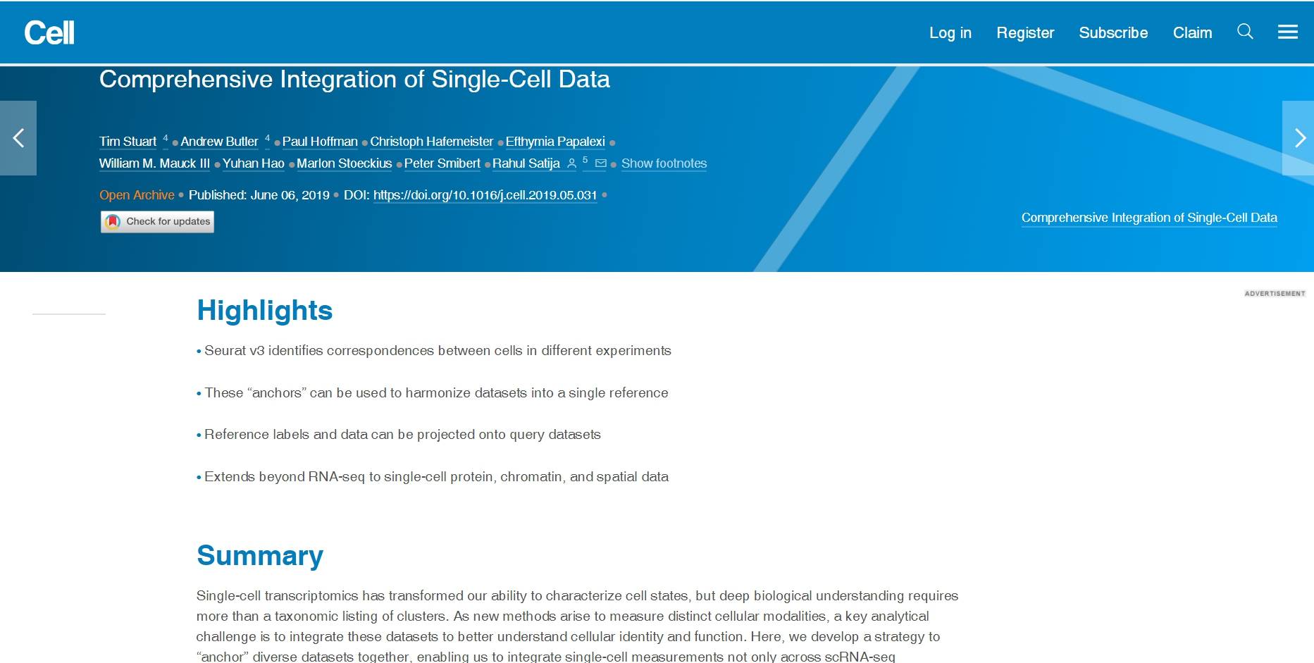 单细胞数据整合方法 | Comprehensive Integration of Single-Cell Data_Method