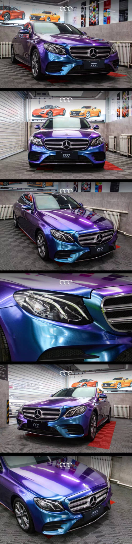 漫彩改色膜—奔驰E300L改色变色龙亮面紫魅蓝_搜狐汽车_搜狐网