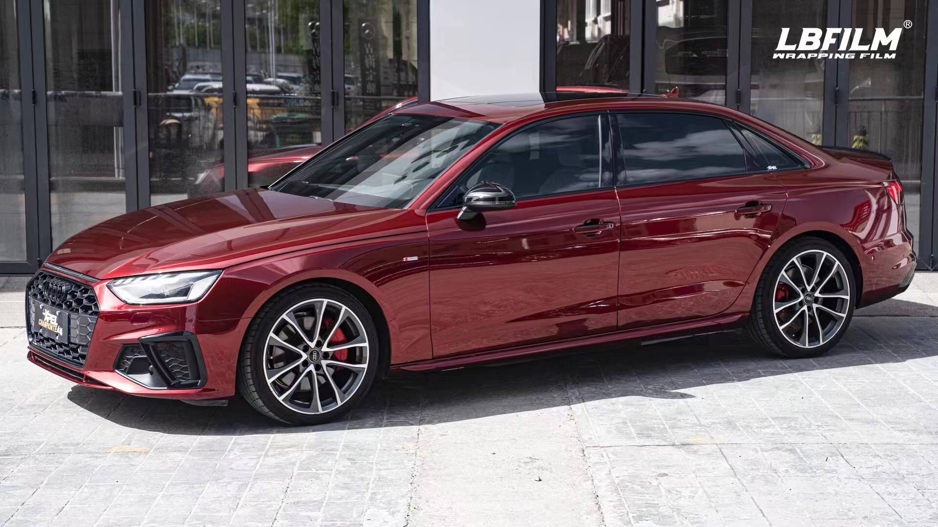 奥迪A4L-LB改色膜液态金属龙血红，高贵与华丽的结合_搜狐汽车_搜狐网