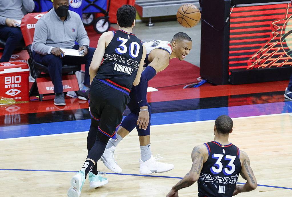 恩比德22分，威少10+11，NBA季后赛76人120-95奇才-搜狐大视野-搜狐新闻