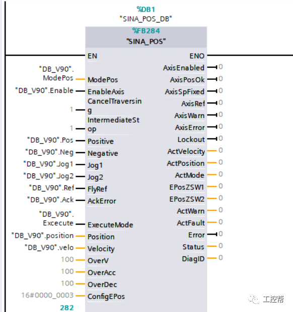 西门子博途 | 1200通过FB284控制V90伺服的组态设置_报文