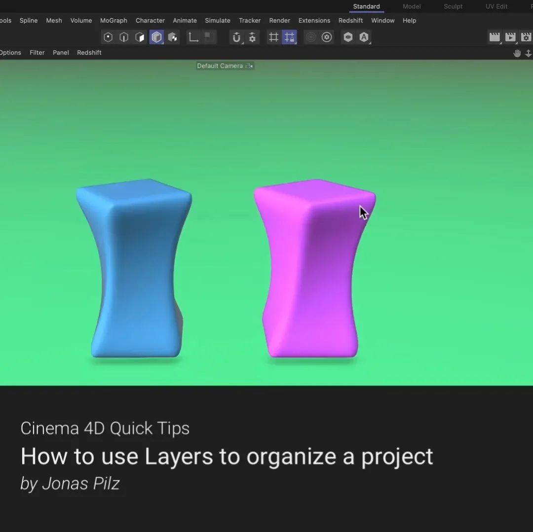 C4D R25技巧教程#C4DQuickTip 19：如何使用图层在 Cinema 4D中组织管理项目_资源_粒子_文章