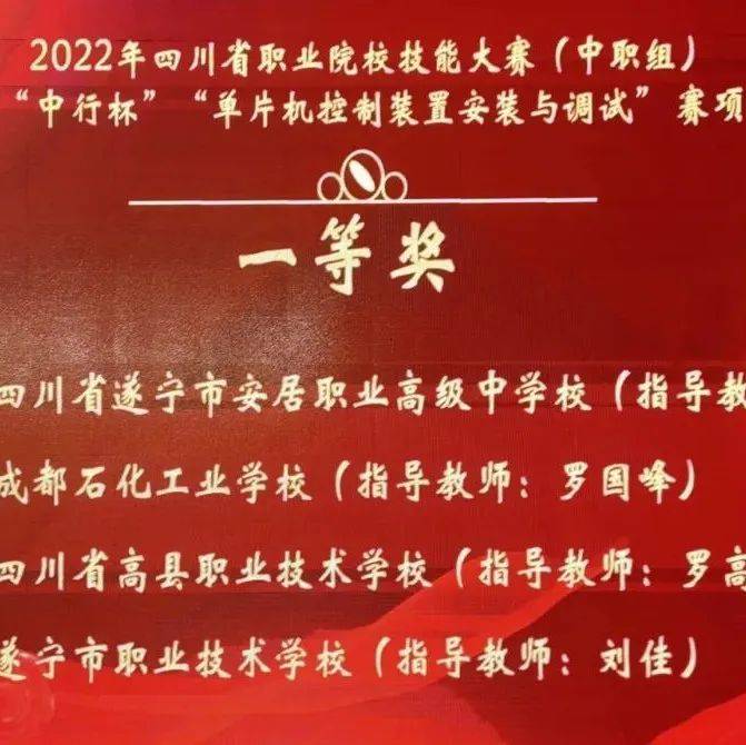 斩获一等奖 勇夺第一名|安居职中再刷省级赛事获奖纪录 项目 技能 教育