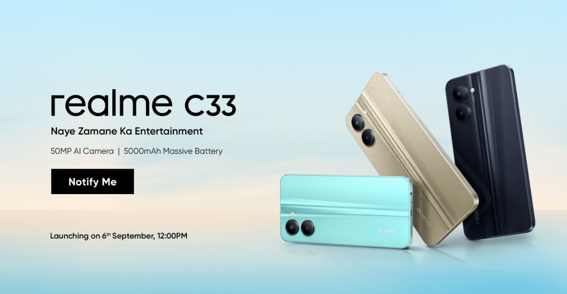 realme C33 将于 9 月 6 日在印度发布，搭载 5000 万像素主摄_该机_mAh_Redmi