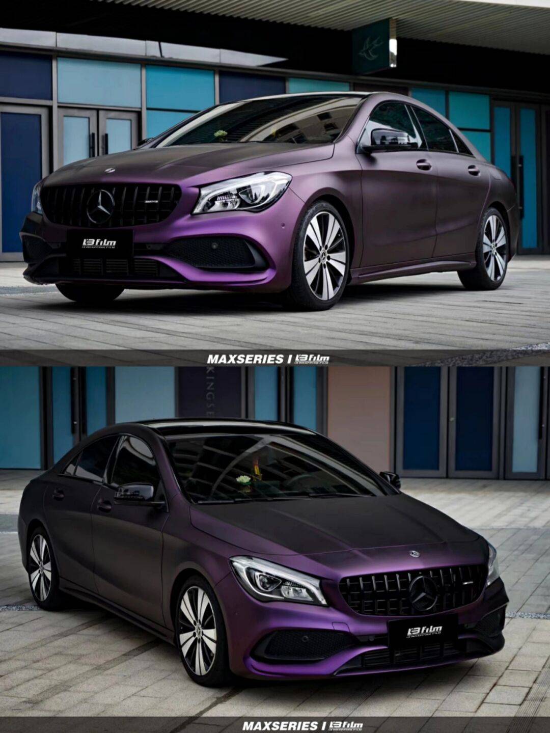 奔驰 LB改色膜消光黑比诺紫，光影交错中黑紫渐变若隐若现_搜狐汽车_搜狐网