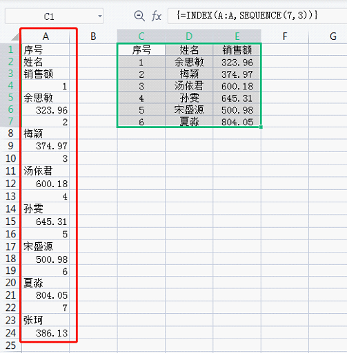 Excel的新函数——sequence，一列转多列，太方便了！ 公式 参数 数字