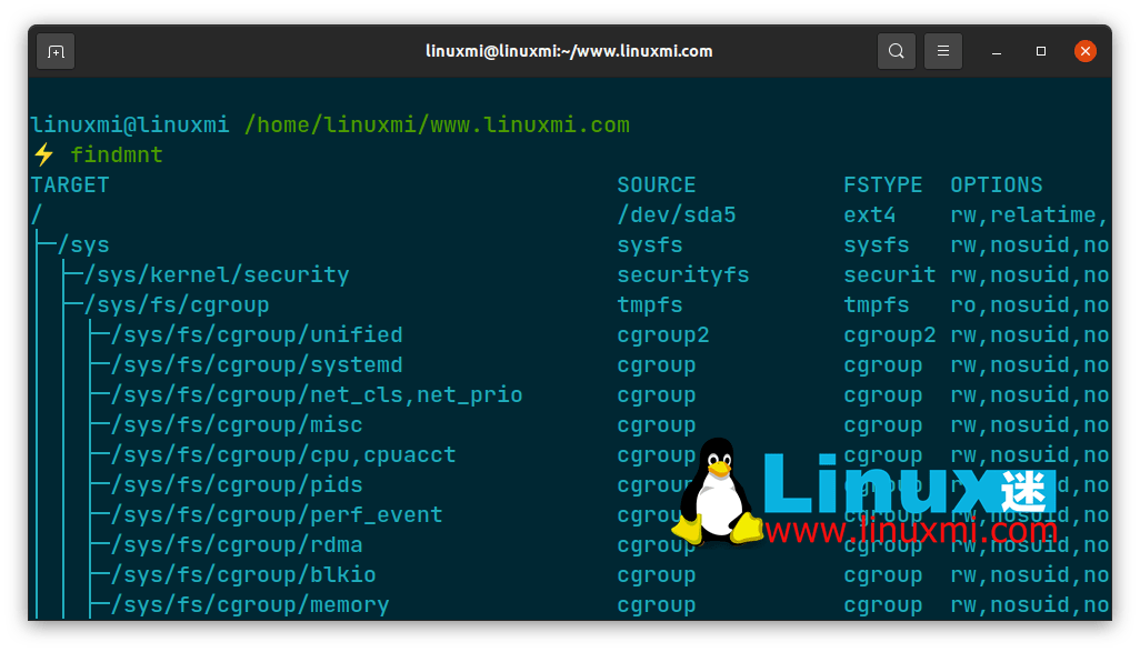 Linux 中列出挂载驱动器的 4 个命令_mounts_com_ext