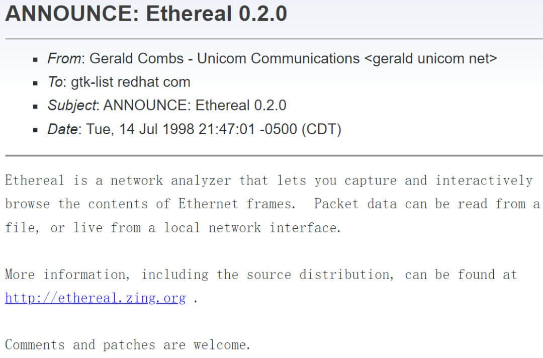 宇宙最强开源网络数据包分析器，Wireshark 25岁了_Gerald_Combs_支持