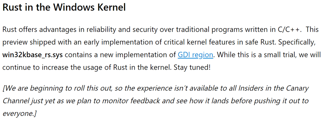 微软：Rust 安全可靠，Windows 内核加大力度使用_支持_内存_程序