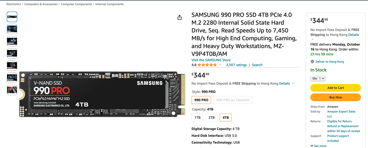 三星 990 PRO SSD 4TB 版海外开卖，售价 345 美元起_高达_速度_读取