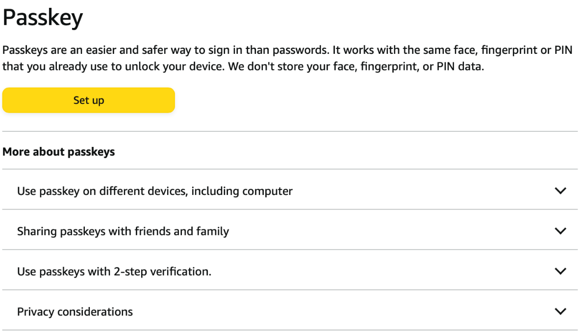 加入推广 Passkey 行列，亚马逊海外官网悄然添加相关功能支持_用户_密码