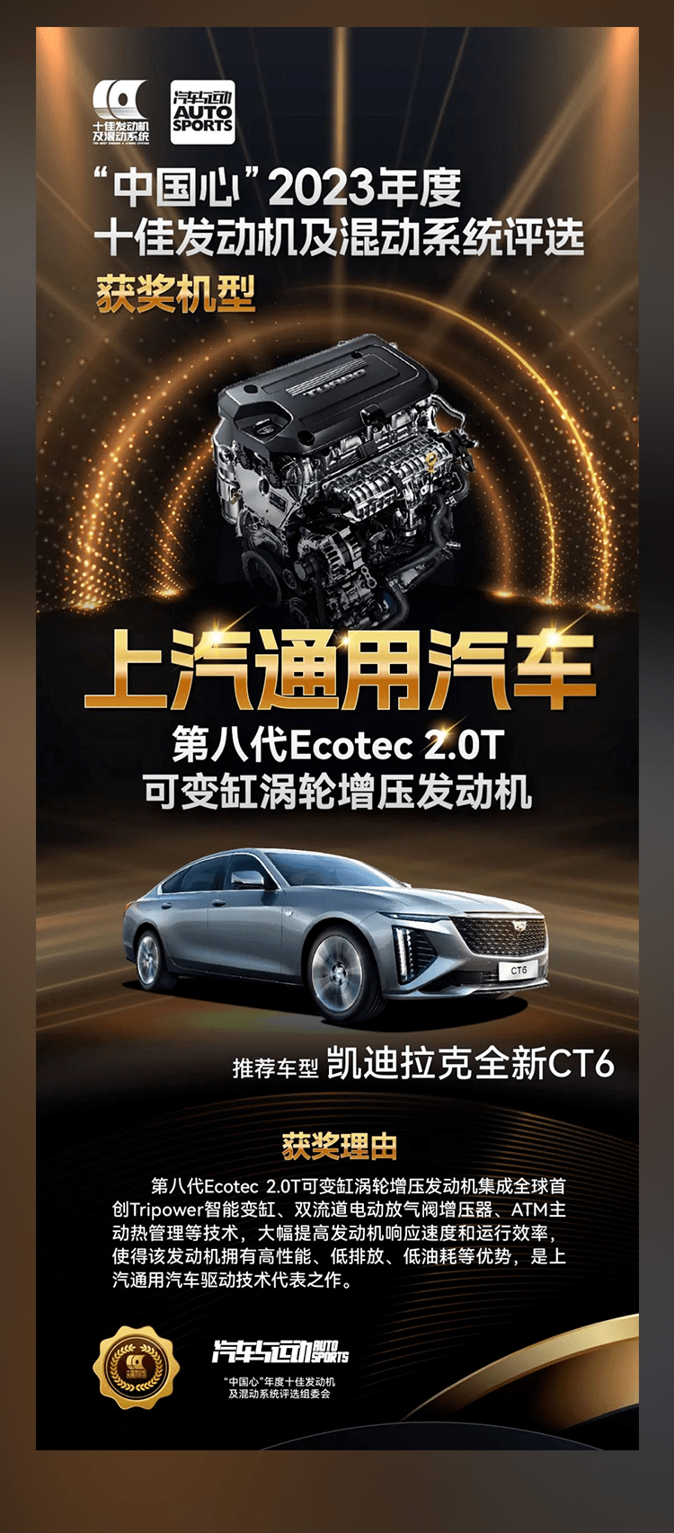 全新CT6 2.0T发动机 荣登「中国心」2023年度十佳榜单_搜狐汽车_搜狐网
