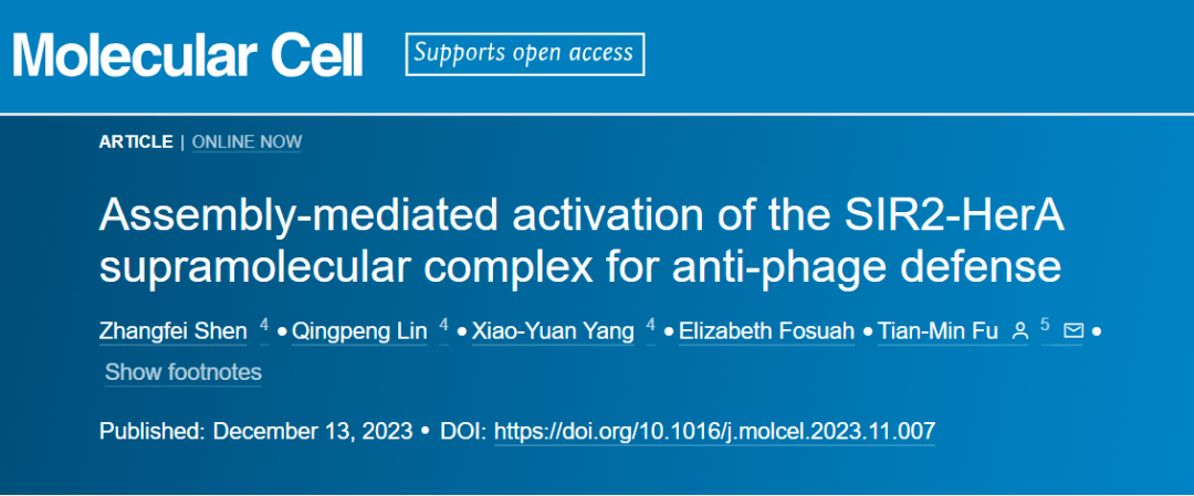 Molecular Cell| 新型抗噬菌体系统SIR2-HerA超分子复合体分子机制_蛋白_复合物_细菌